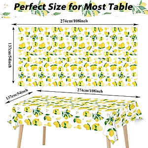 Wiooffen 3 Pcs Lemon Tablecloth Party Yellow Lemonade Supplies Lemons Summer Party Tablecover for Lemon Theme Birthday Party Wedding Bridal Shower Supplies Lemon Table Cover Table Decorations