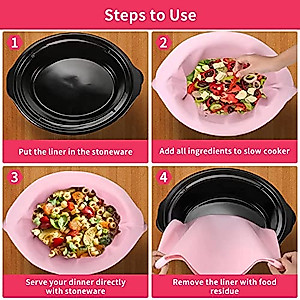 2 Pack Silicone Slow Cooker Liners, Reusable Slow Cooker Liners Fit 6 7 8 Quarts Oval Round Pot Slow Cookers Accessories