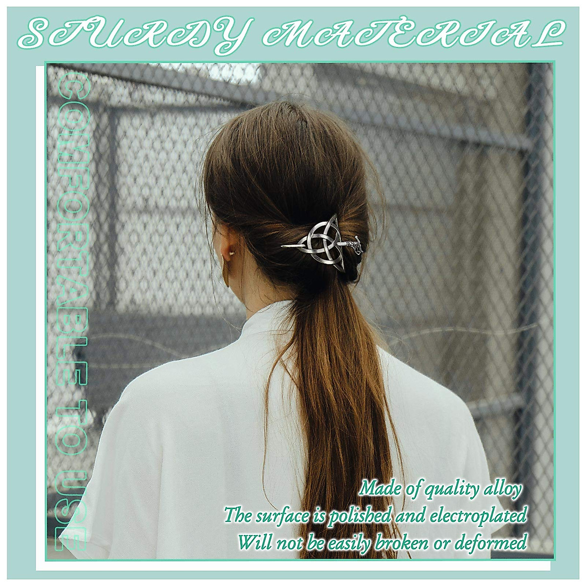 WILLBOND 2 Pcs Celtic Knot Dragon Hairpins - Viking Triangle Hair Clips and Slides in Jewelry Style for Women and Ladies