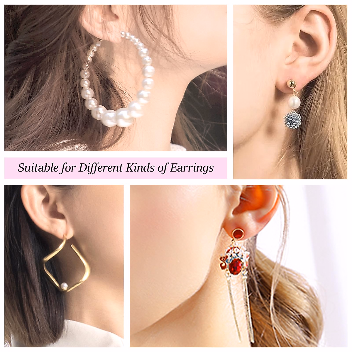 Earring Backs, 18K Gold Silicone Earring Backs for Studs/Droopy Ears, Locking Secure Rubber Earring Backs for Heavy Earring, No-Irritate Hypoallergenice Soft Clear Earring Backs Replacements(10 Pairs)