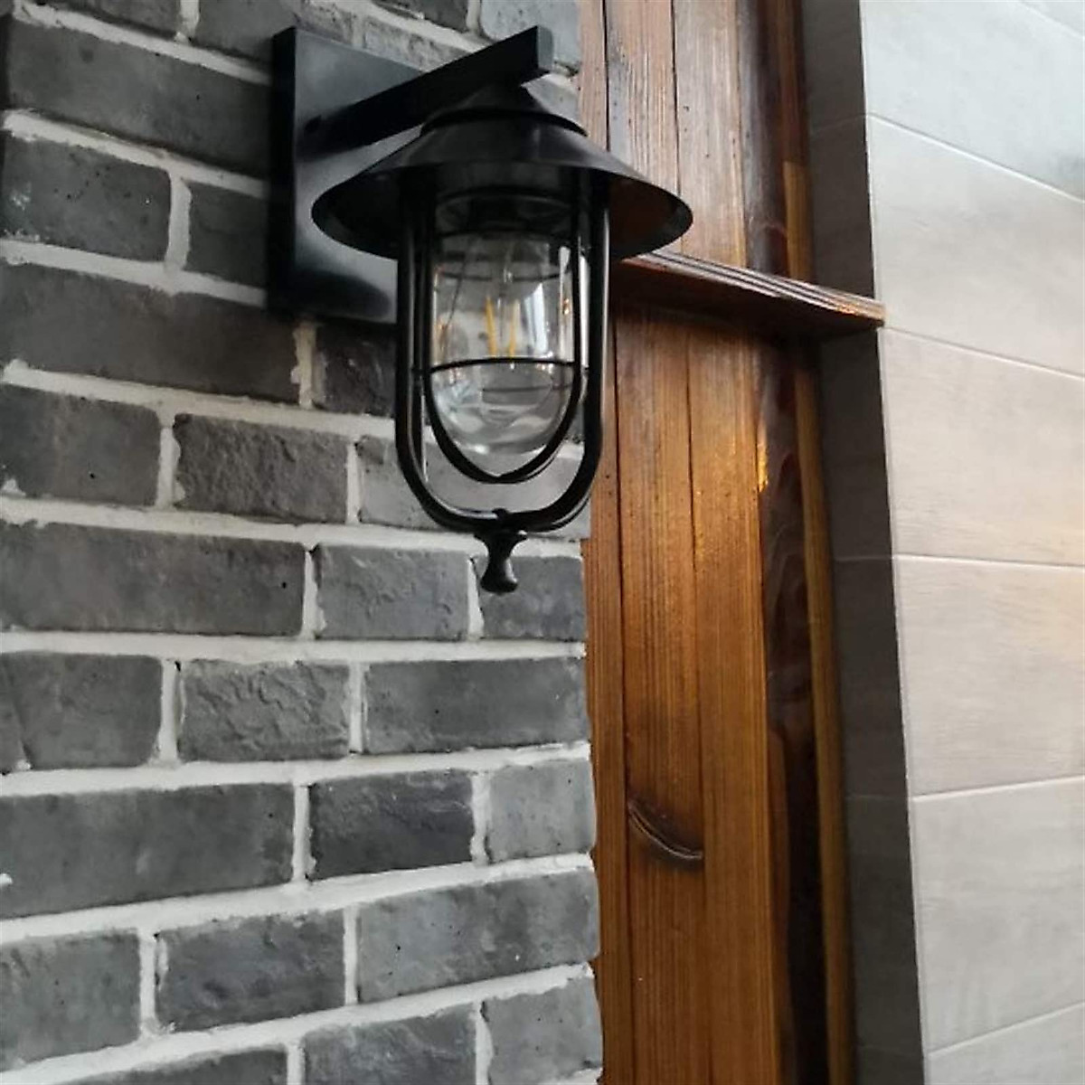 Zziyj Terrace Balcony Exterior Bracket Lamp Sconces Mediterranean Glass Wall Light for Outdoor Garden Home Decoration E27 Door Post Lantern
