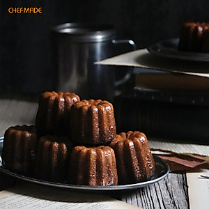 CHEFMADE Canele Cake Pan, Nonstick 12 Cavity Canele Muffin Bakeware