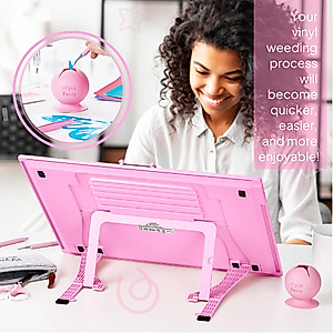 iVyne Berry Suctioned Vinyl Weeding Scrap Collector & Holder for Weeding Tools for Vinyl - Pink