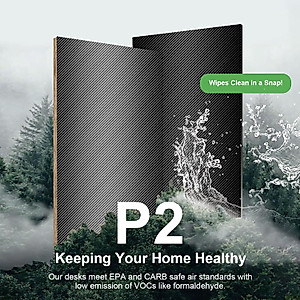 GTRACING 55 Inch Gaming Desk with LED Lights, Computer Gamer Desk with Monitor Stand, Ergonomic Carbon Fiber Surface Gaming Table with Mouse Pad for Home Office, RGB