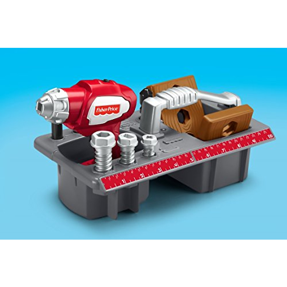 Fisher-Price Preschool Toy Drillin’ Action Tool Set with Sounds, 10 Pieces for Construction Pretend Play for Kids Ages 3+ Years