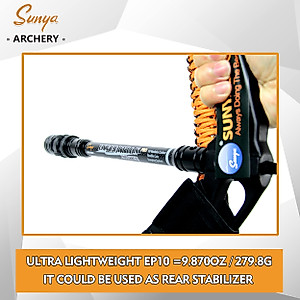 SUNYA Archery Bow Stabilizer for Compound Bow, Carbon Fiber Body Flexible Core with Damping System and Weights, Expedition Pro Series,Fit Bow Wrist Sling (Black Carbon, 10")