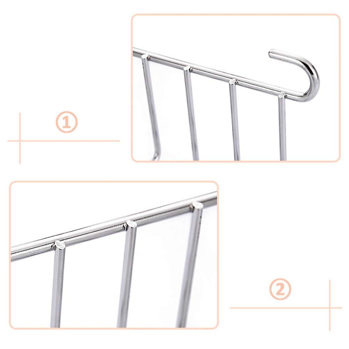 Cabilock 2pcs Stainless Steel Toast Slice Holder 8 Slot Toast and Bread Rack Serving Food Breakfast Stand Cooking Air Fryer Food Serving Dish 15.5X8.5X1.8CM,Silver,HYFLQ54ZA8G203ZEV515IQ