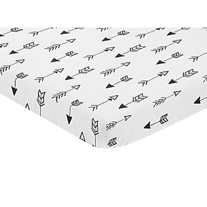 Sweet Jojo Designs Black and White Arrow Baby Boy or Girl Unisex Fitted Mini Portable Crib Sheet for Fox Collection - for Mini Crib or Pack and Play ONLY