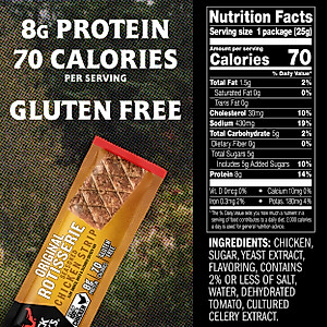 Jack Link's Meat Bars, Rotisserie Chicken, 12 Count - 8g of Protein and 70 Calories Per Protein Bar, Made with Premium Chicken, No added MSG - Keto Friendly and Gluten Free Snacks