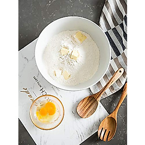 LAUCHUH 5 Quarts Porcelain Serving Bowl for Salad 10.7" Extra Large Serving Deep Bowl with Salad Spoon Set, 3 Pcs