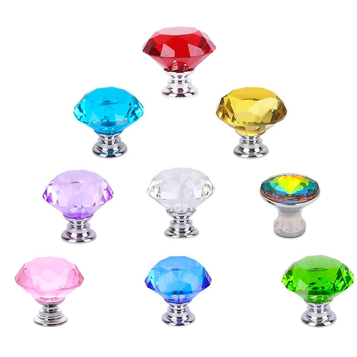 Pack of 9 DIY Fairy Garden Beaded Stakes Wands Kit Stainless Steel Stakes with Diamend Toppers (13 inch, 9 Mixed Diamond top Color)