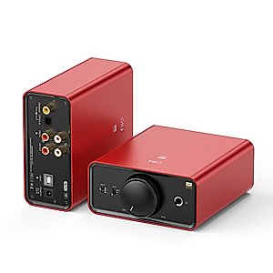 FiiO K5Pro ESS Amplifier Headphone Amps Stereo High Resolution Portable Desktop DAC 768K/32Bit and Native DSD512 for Home Audio/PC 6.35mm Headphone Out/RCA Line-Out/Coaxial/Optical Inputs (Red)