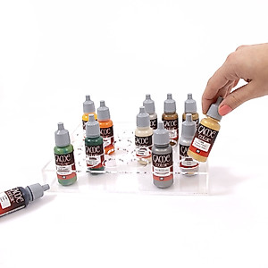 Craftelier - Paint Stand or Organiser Tray for Alcohol-based Inks with 25 Paint Jars Ø 2.5 cm (8" x 7" x 1.2") | Transparent Colour - Dimensions Approx. 20.3 x 17.7 x 3.1 cm (8" x 7" x 1.2")