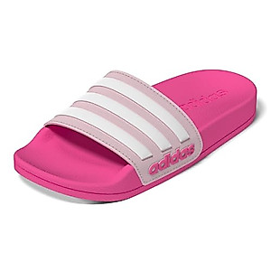 adidas Adilette Shower Slide Sandal, Clear Pink/White/Lucid Pink, 3 US Unisex Little Kid