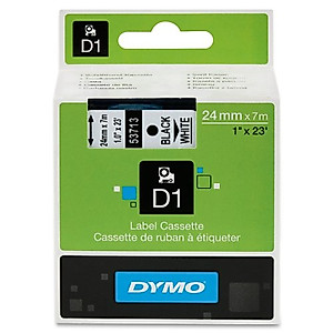 DYMO 53713 D1 Tape Cartridge for Dymo Label Makers, Created Specifically for Your LabelManager and LabelWriter Duo Label Makers, 1-Inch x 23 Feet, Black on White, Pack of 5