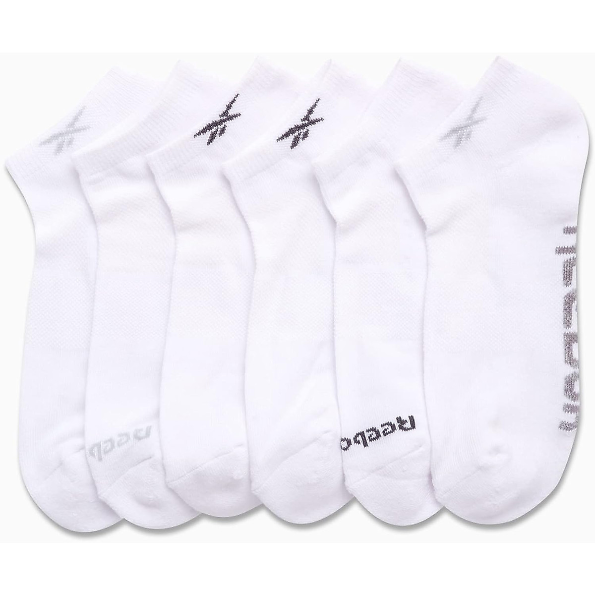 Reebok Men’s Low Cut Socks – 6 Pack Basic Cushion Low Cut No Show Socks for Men - Men's Athletic Socks (Size: 6-12.5), Size 6-12.5, Classic White