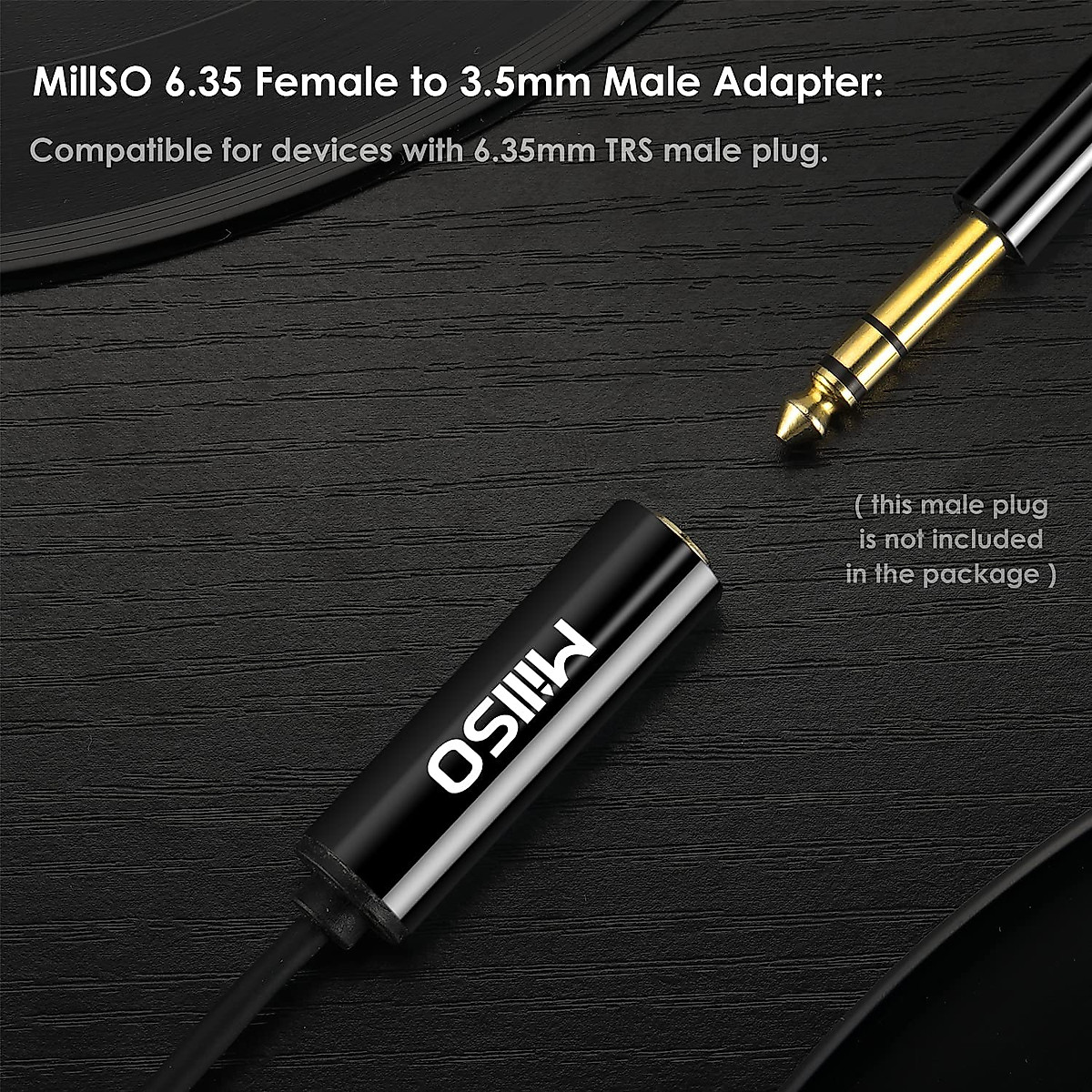 MillSO Bundle 6.35mm 1/4 Female to 3.5mm 1/8 TRS Male Stereo Audio Cable for Amplifiers, Guitar, Keyboard Piano, Home Theater, Mixing Console, Headphones