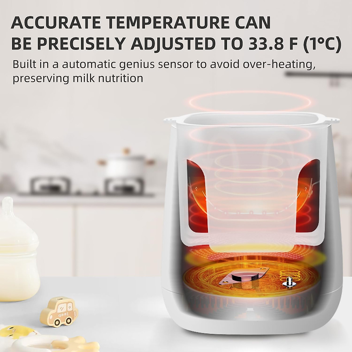 Smart Bottle Warmer, 200W Fast Baby Milk Warmer, Breastmilk Warmer for Breastmilk or Formula, Multifunctional Baby Bottle Warmer with Timer, Accurate Temperature Control and Auto Shut-Off