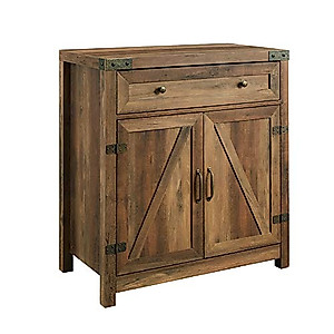 Walker Edison Cass Modern Farmhouse Double Barn Door Accent Cabinet, 30 Inch, Rustic Oak