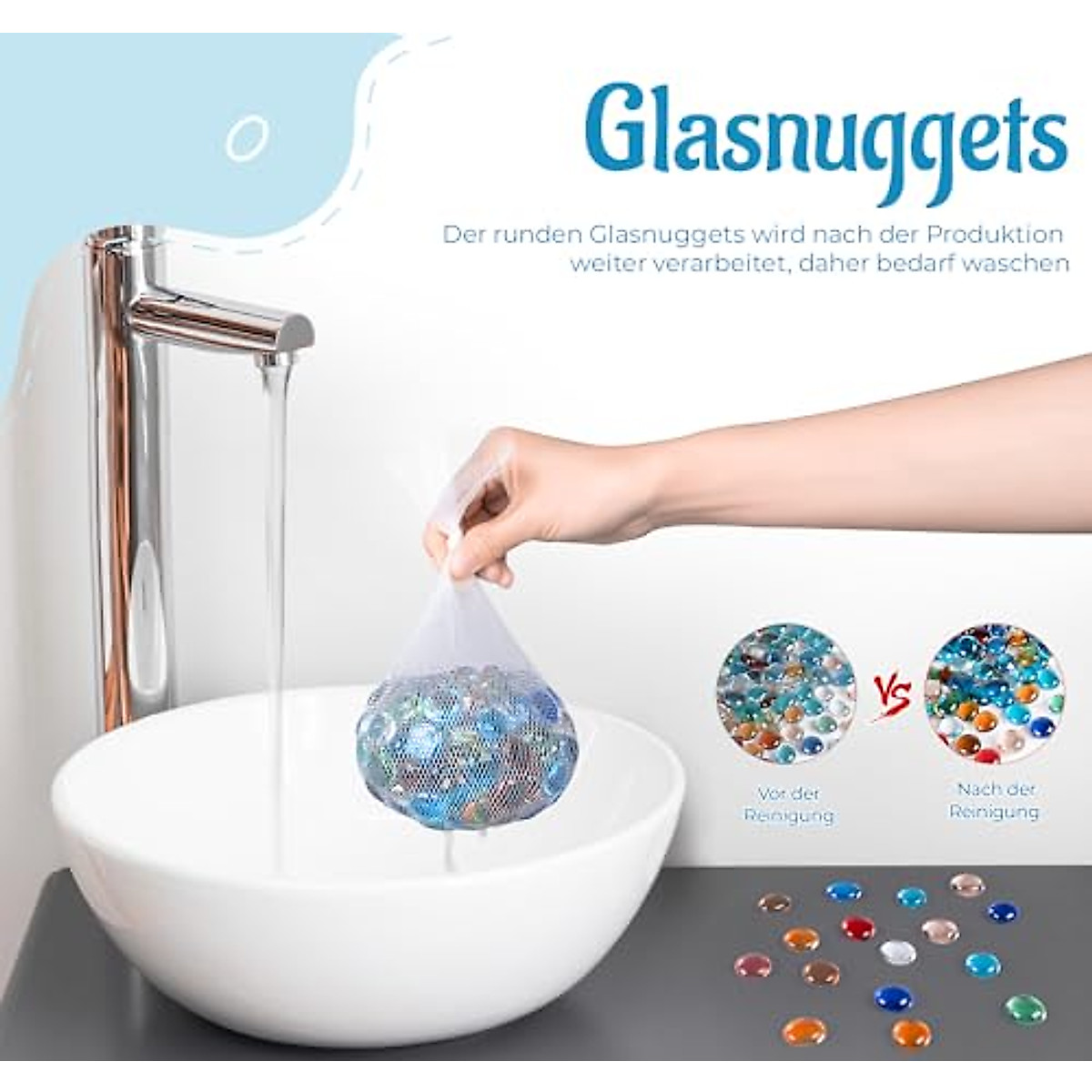 ABSOFINE Glass Gems, 900g Blended Fire Glass Beads,Colour Glass Stones Flat Bottom Beads for Home Decorative Art Craft Vase Filler(About 200 PCS)