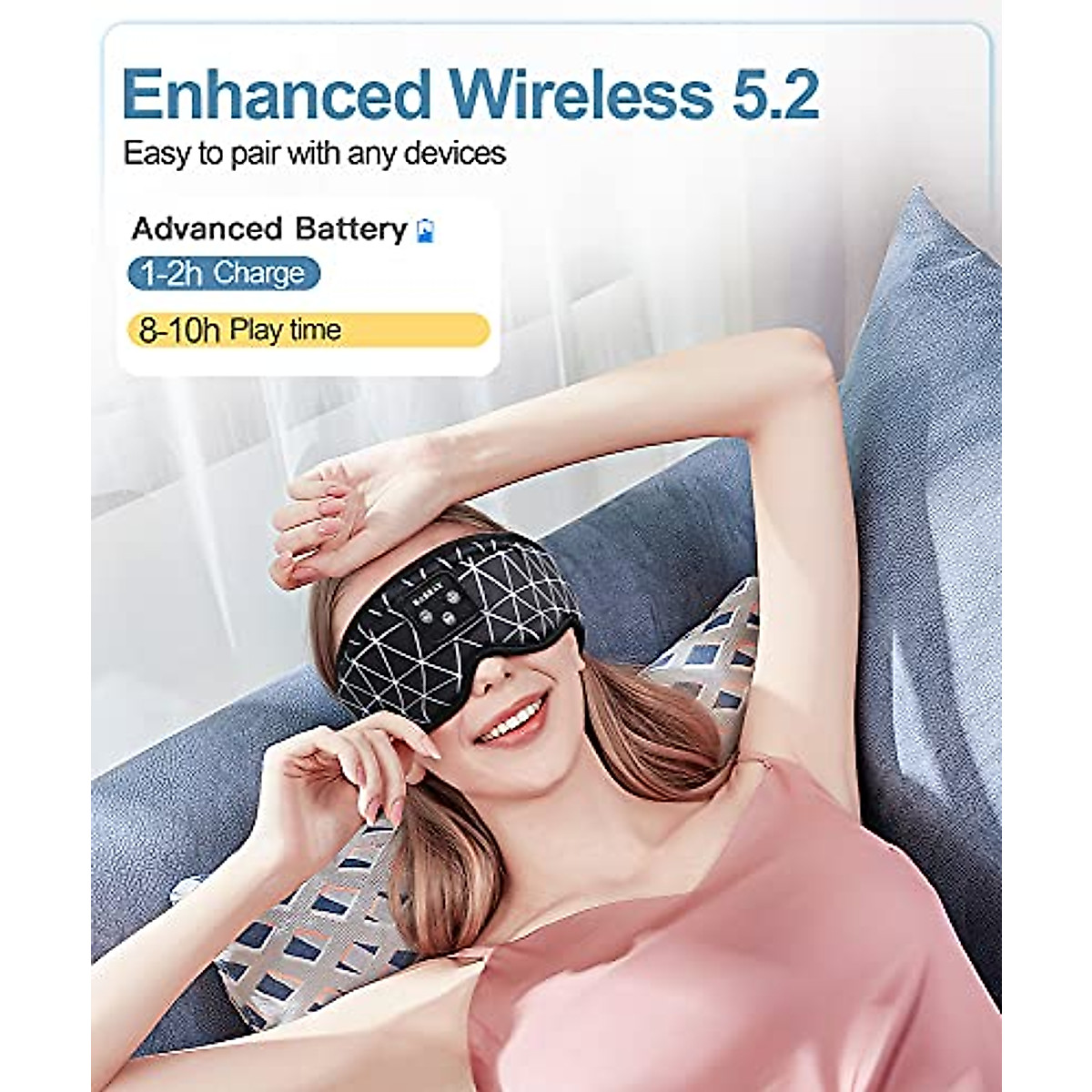 Sleep Headphones, Kabray Sleeping Headphones Soft Comfortable Bluetooth Sleep Mask with Ultra Thin Speakers, Cool Gadgets Gift for Women Men Valentine's Father's Mother's Day Birthday Christmas