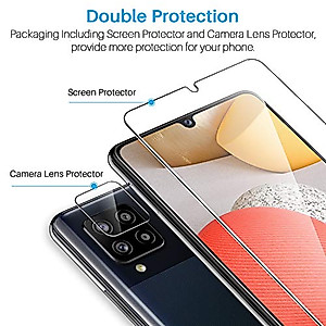 LK 3 Pack Designed for Samsung Galaxy A42 5G Screen Protector with 3 Pack Camera Lens Protector, Anti Scratch, Touch Sensitive 9H Hardness, HD Tempered Glass for Galaxy A42