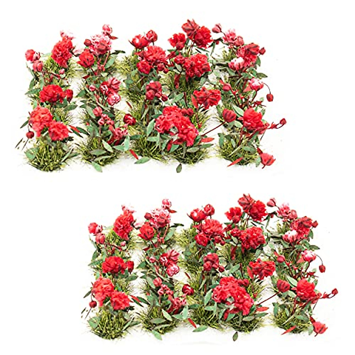 40 Pcs Flower Cluster Flower Vegetation Groups Grass Tufts Miniature Static Scenery Model for DIY Architecture Building Model Railway Train Diorama Garden Scenery Landscape Layout (Red)