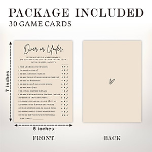 TPYEN Bridal Shower Game Cards - Guess Over Or Under Game - 30 Pcs Minimalism Khaki Wedding Party Games Game Cards, Engagement Party Game, Modern Bridal Shower Party Favor & Decorations - D04