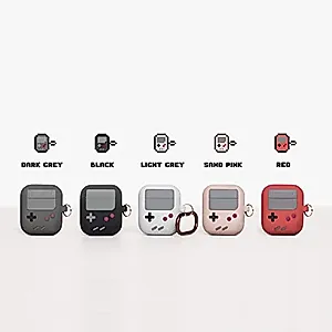 elago AW5 Compatible with AirPods Case 1 & 2, Classic Game Player Design Case with Keychain, Durable Silicone Construction (Light Grey) [US Patent Registered]
