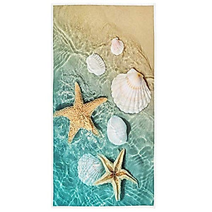 Wamika Beach Summer Hand Towels Seashells Starfishs Face Towel Ocean Sea Soft Thin Guest Towel Portable Kitchen Tea Towels Dish Washcloths Bath Decorations Housewarming Gifts 16 X 30 in