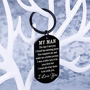 Valentine Day for Him Men Husband to My Man Keychain I Love You GIF for Hubby Boyfriend Birthday Christmas Fiance Groom Wedding Couple from Girlfriend Wife Key Chain