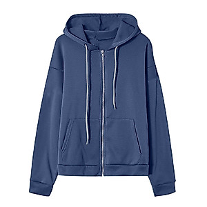 Today Deals Today Womens Hoodies Fall Fashion Hooded Jacket Trendy Oversized Sweatshirts Casual Zip Clothes Y2k Cute Teen Girls Clearance