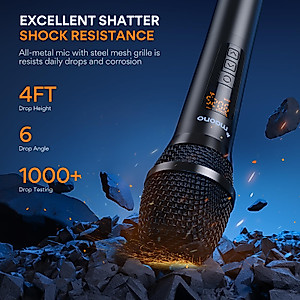 MAONO Wireless Microphone, UHF Handheld Cordless Dynamic Mic, 20 UHF Frequencies Karaoke Mic, Cordless Microphone for Singing, Karaoke, DJ, Singing, Church, Speech, Wedding,262 ft Range (WM760 A1)