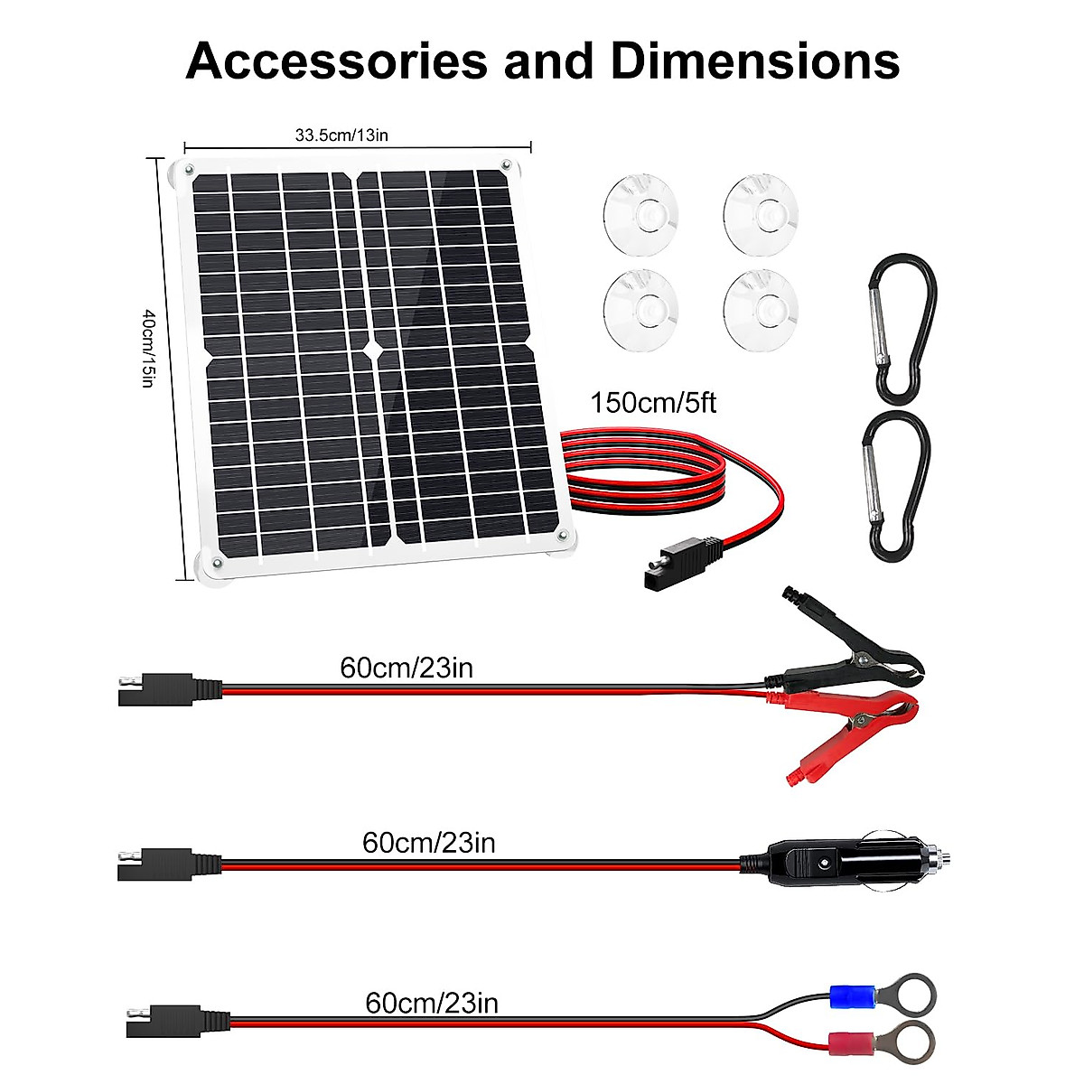 20W Solar Battery Panel Charger, 12V Solar Battery Maintainer, Waterproof Solar Panel Trickle Charging Kit with 3-Color LED Indicator for RV, Car, Automotive, Motorcycle, Boat, Marine, Trailer