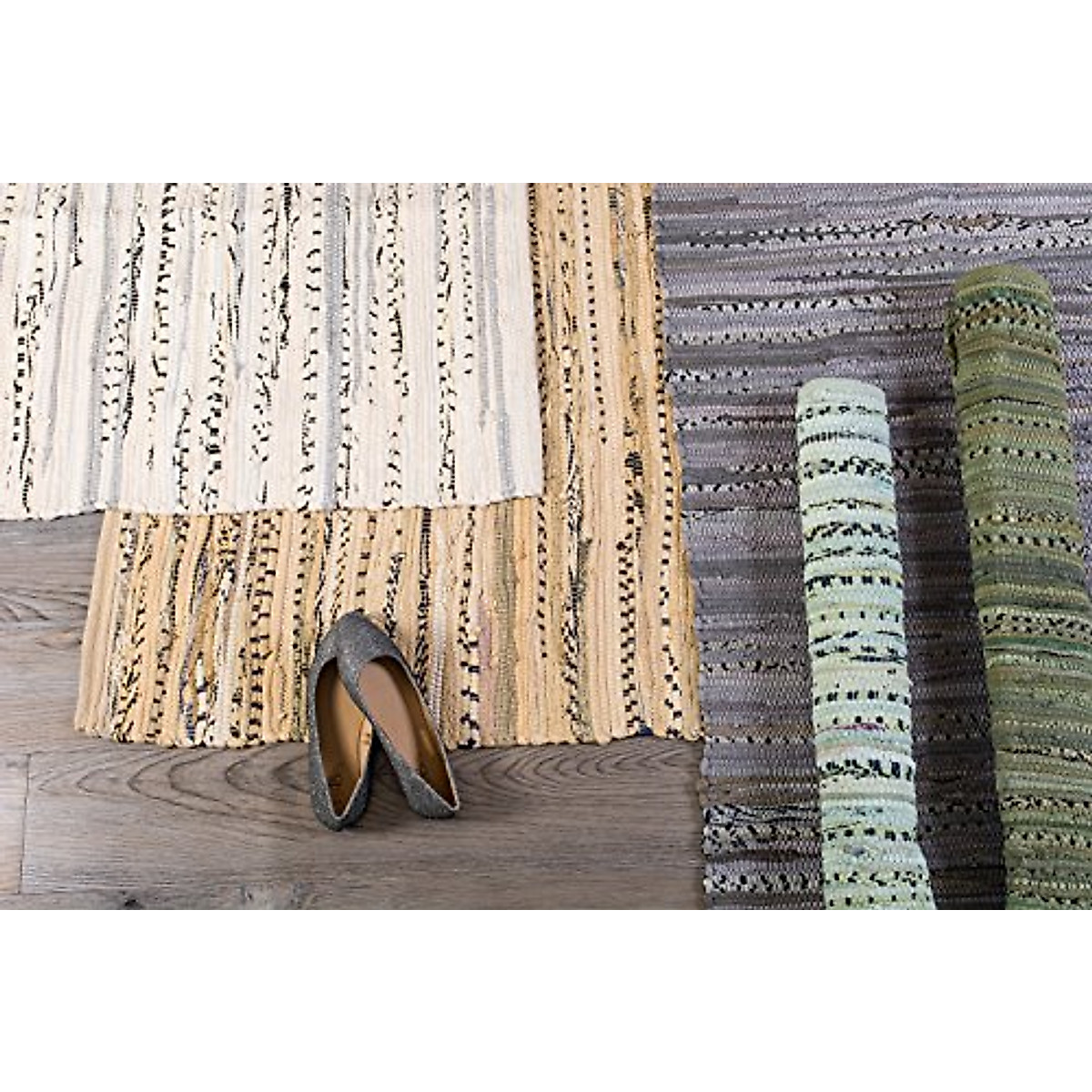 DII Chindi Home Collection Handwoven Multicolor Area Rag Run, 20x31.5, Taupe