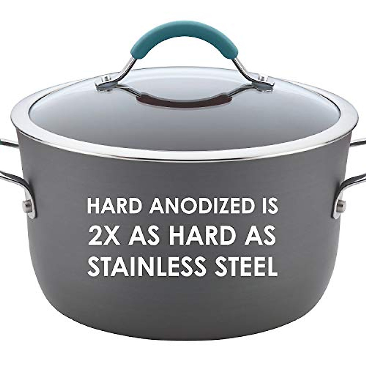 Rachael Ray Cucina Hard Anodized Nonstick Sauce Pan/Saucepan with Lid, 3 Quart, Blue
