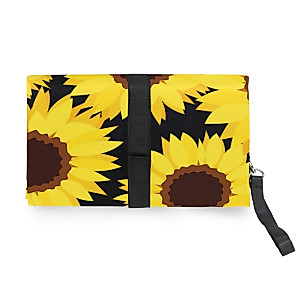 Sunflower Baby Changing Pad, Portable Diaper Changing Pad, Diaper Bag Mat, Foldable Travel Changing Station | Stroller Strap,Side Pocket for Wipes Diaper