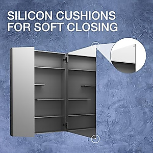 Kohler Maxstow Frameless Surface Mount Bathroom Medicine Cabinet, 30" W X 40" H, Dark Anodized Aluminum