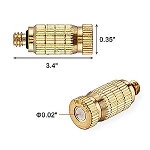 Lpraer 20 Pcs High Pressure Brass Misting Nozzles 0.016" Orifice (0.4mm) 10/24 UNC Thread Mister Nozzle Replacement for Garden, Greenhouse Irrigation