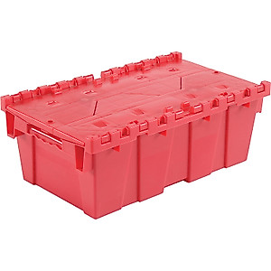 Global Industrial Distribution Container With Hinged Lid 19-5/8x11-7/8x7 Red