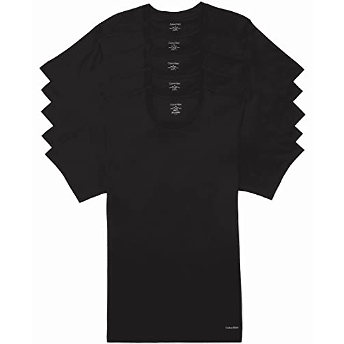 Calvin Klein Men's Cotton Classics 5-Pack Undershirts, 5 Black Crewneck, XX-Large