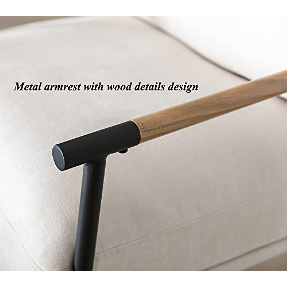 DUOMAY Mid-Century Modern Accent Chair - Soft Linen Upholstered Lounge Reading Chair for Bedroom - Comfy Lightweight Livinig Room Chairs - Beige