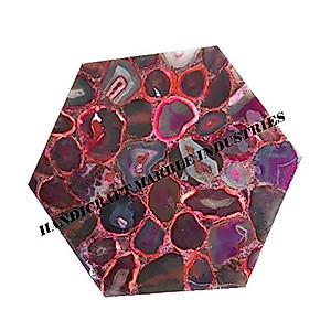 Pink Agate Table Top, Natural Agate Table, Stone Coffee Table Living Room Home Decor New Year's Gift Valentine's Day Gift 15X15 Inch Best Buy