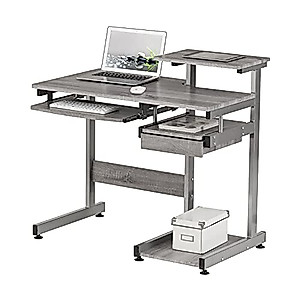 Techni Mobili Complete Computer Workstation Desk, Gray, 37.75" W x 22" D x 35" H