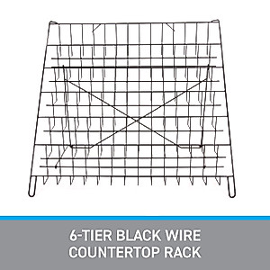 SSWBasics 6-Tier Black Wire Countertop Rack - 22"H x 29½”W x 18"D - Magazine Display Stand - Tabletop Book Display for Comics, Brochures, Cards, and Literature - Sleek, Sturdy, Collapsible Countertop
