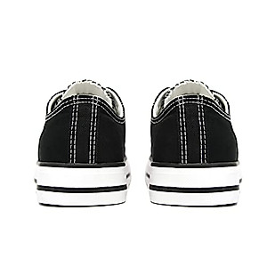 ANQILA Womens Shoes Low Top Lace Up Canvas Sneakers Non Slip Shoes Casual Fashion Running Lightweight Breathable Low Cut Comfortable Canvas Shoes Walking Black