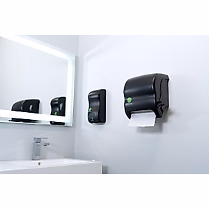 San Jamar Ecologic Smart Essence Recycled Plastic Electronic Paper Towel Dispenser, Universal Roll Capacity, Wall Mounted Dispenser with Zero Waste for Home and Business Universal, Black