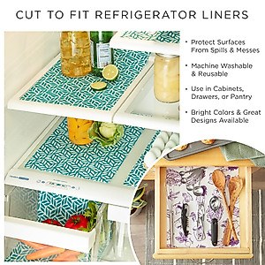 DII Fridge Liner Collection Non-Adhesive, Cut to Fit, 12x24, Nautical Blue Abstract Leaf, 6 Piece