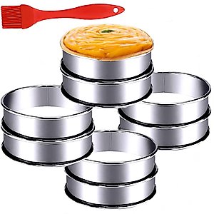 KUAYB 8 Pieces English Muffin Rings Crumpet Rings 3.15 Inch Stainless Steel Double Rolled Tart Ring Nonstick Metal Round Ring Mold for Kitchen Cooking Baking