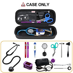 BOVKE Travel Stethoscope Case for 3M Littmann Classic III, Lightweight II S.E, MDF Acoustica Lightweight Stethoscopes, Mesh Pocket for Pen Lights, Medical Scissors, Nurse Accessories for Work, Black